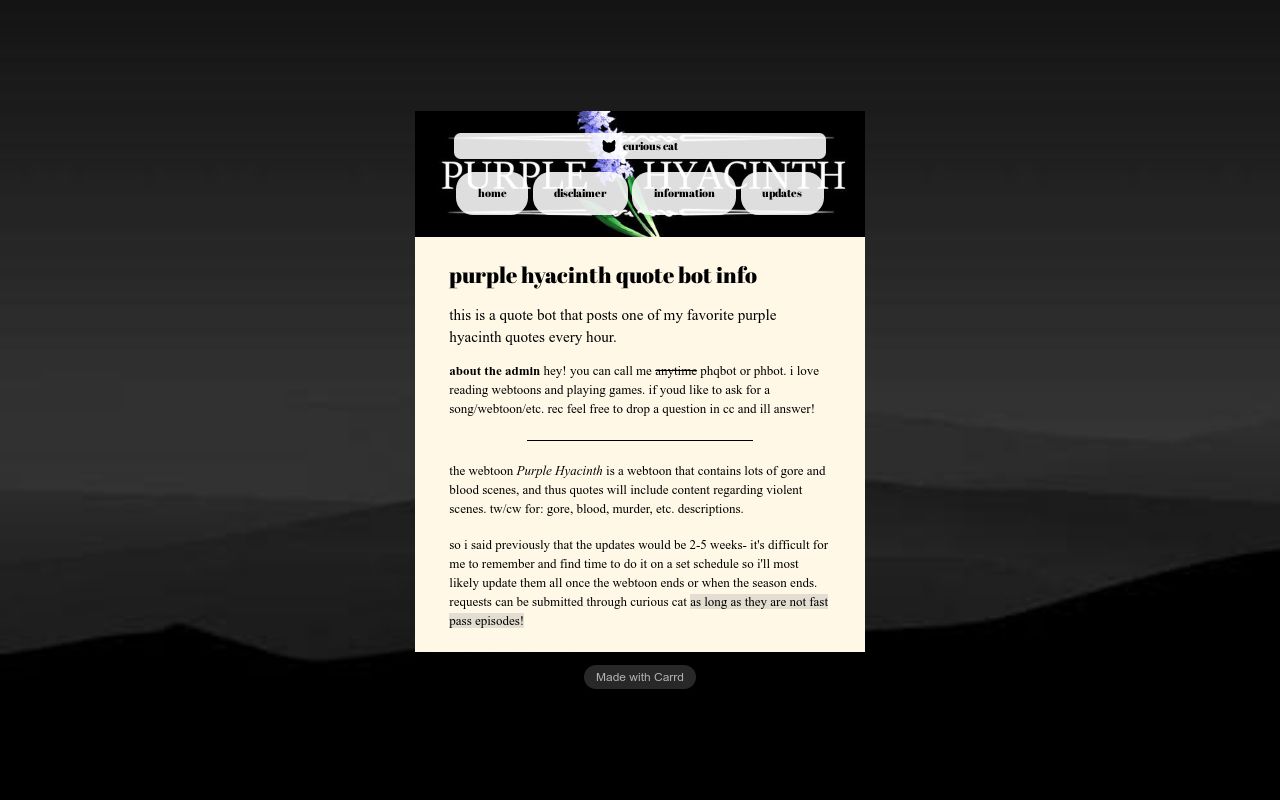 purple hyacinth quote bot